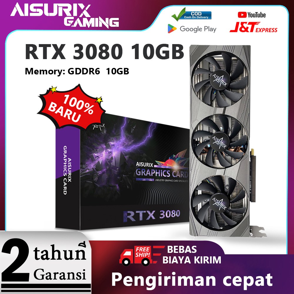 Jual AISURIX VGA Card RTX3080 10G GDDR6X 320Bit 8Pin+8Pin 1440-1710MHz ...