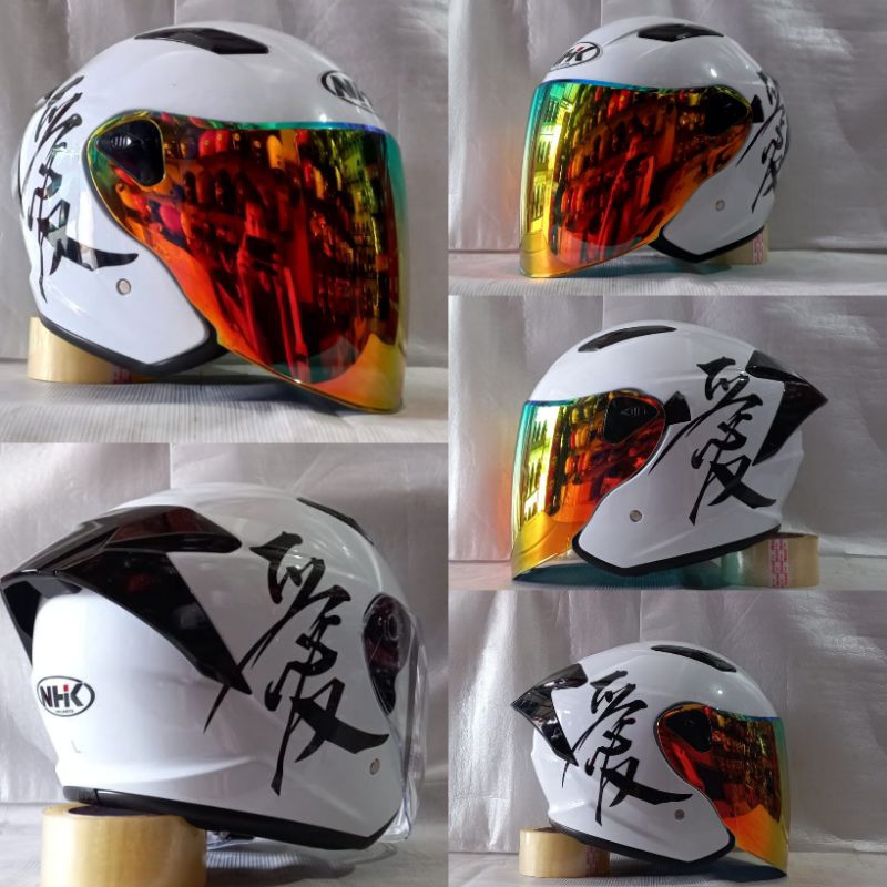 Jual HELM HLAF FACE NHK R1 MAX KANJI #1 BLACK GOLSSY ORIGINAL HELM ...