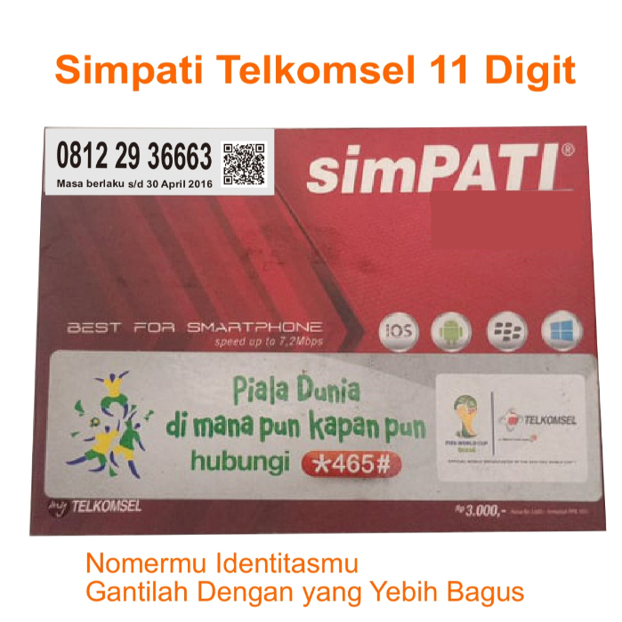 Jual Nomor Cantik Simpati 11 Digit 666 Nomer Rapi Perdana Telkomsel Sempati Sebelas Angka 36662 ...