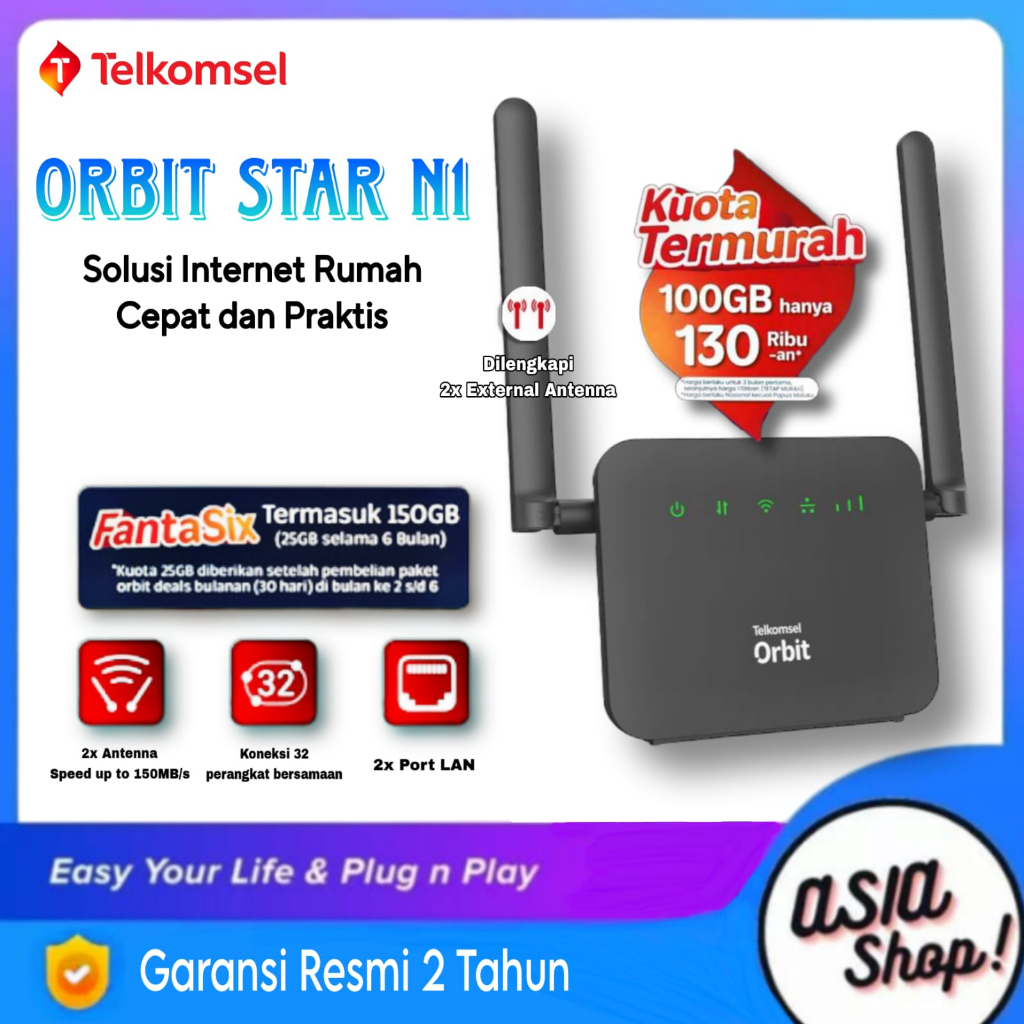 Jual Telkomsel Orbit Star N1 Router HKM0127-A Modem Wifi 4G High Speed Bonus Kuota 150GB ...
