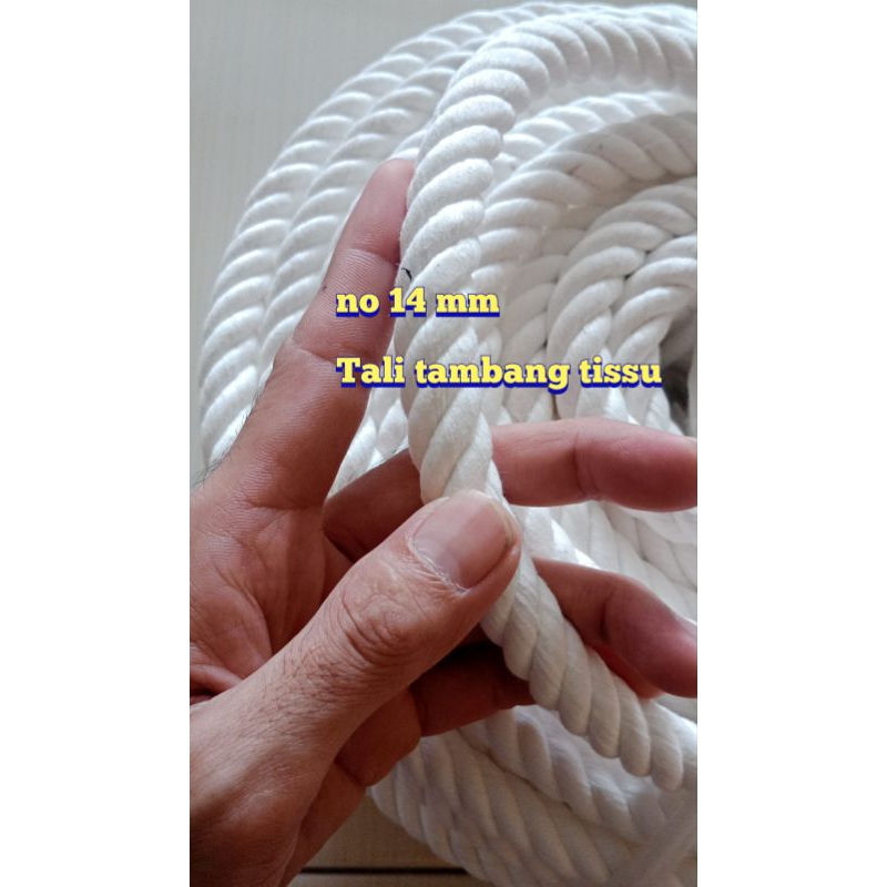 Jual Tali tambang kain.. warna putih tissu.. no 14 mm... 28 meter ...