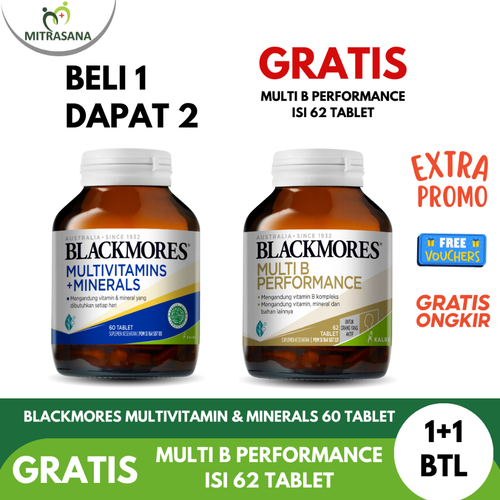 Jual Blackmores Multivitamins + Minerals 60 Tablet Gratis Blackmores Multi B Performance 62 ...