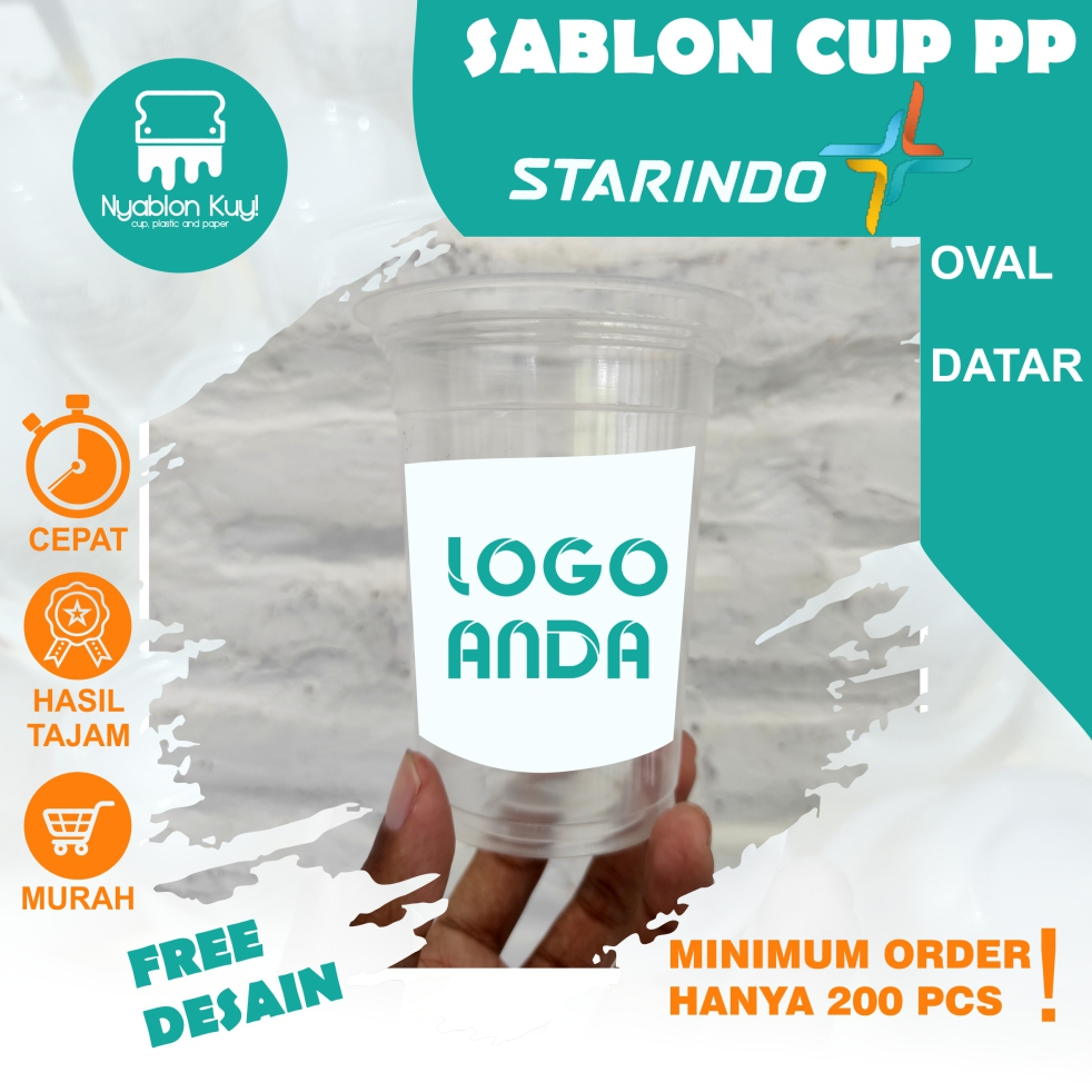 Jual Sablon Custom Gelas / Cup Plastik STARINDO Oval dan Datar All Size | Shopee Indonesia