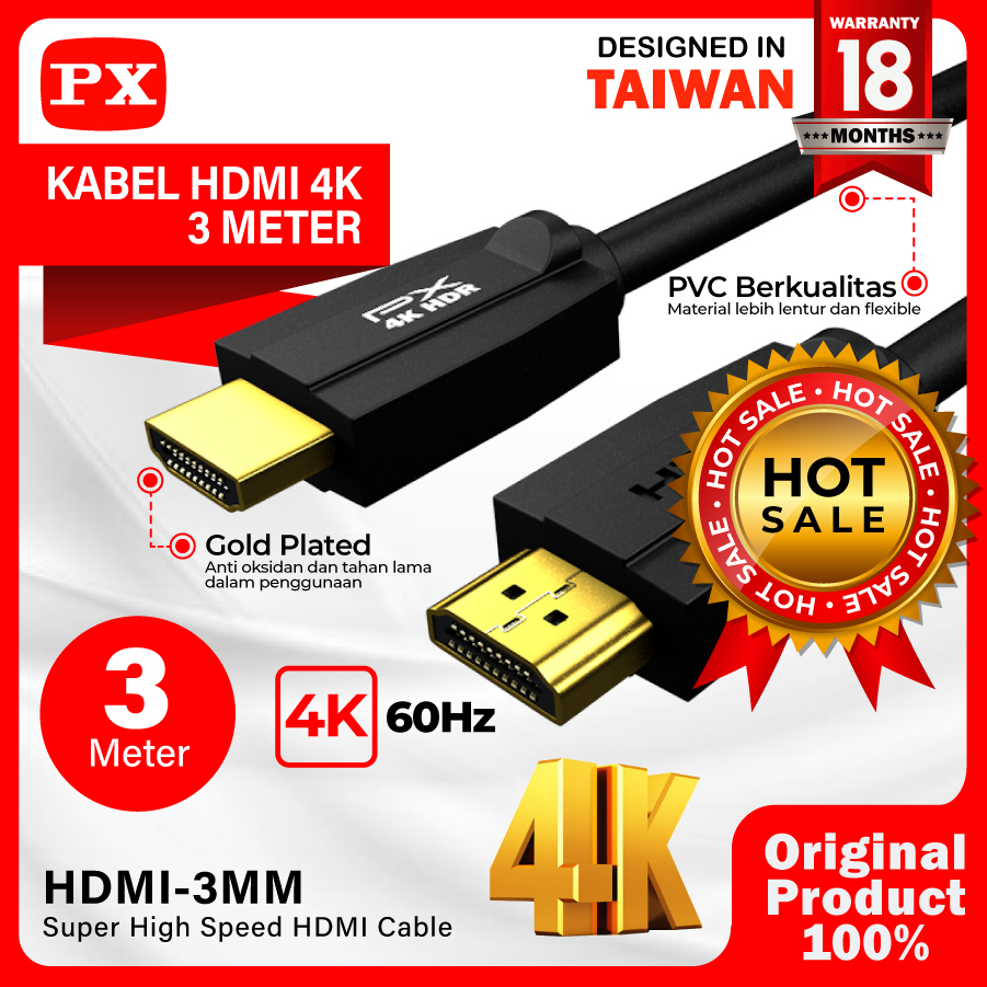 Jual Kabel HDMI 4K Ultra HD ARC HDMI Cable 3 Meter Dolby Audio PX HDMI ...
