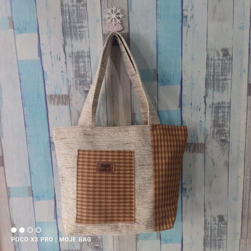 Jual tote bag / tas kerja laptop masuk tenun mix goni motif lembut dan ...