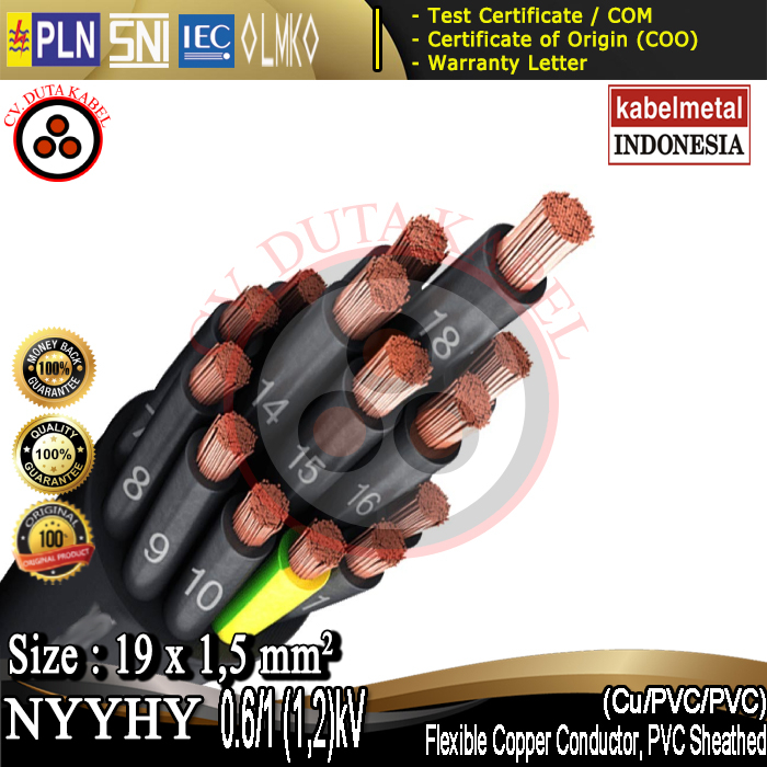Jual Kabel NYYHY 19x1,5 mm2 METAL /19 x 1,5 mm2/19x1.5mm2/19x1.5 mm2/19x1.5 | Shopee Indonesia