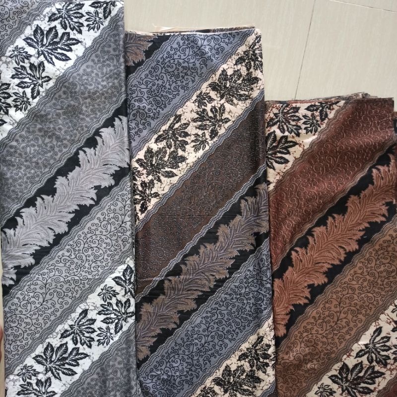 Jual hmt kain batik abu hitam motif daun lerek bahan batik modern hitam ...