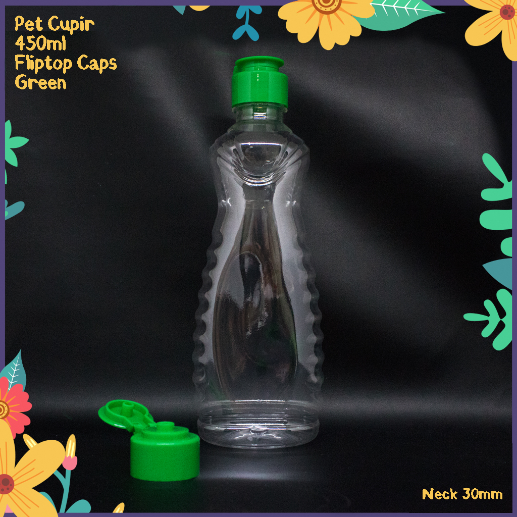 Jual BOTOL PLASTIK CUPIR 450ML TUTUP FLIPTOP HIJAU NECK 30MM KEMASAN ...