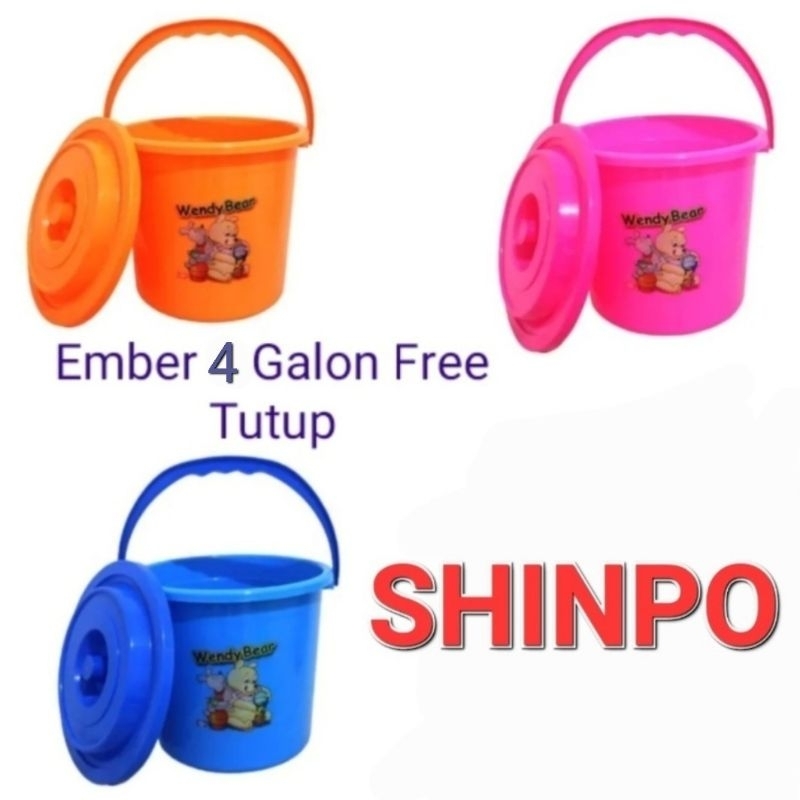 Jual Ember plastik tutup 4 galon/16 liter ember shinpo warna | Shopee ...