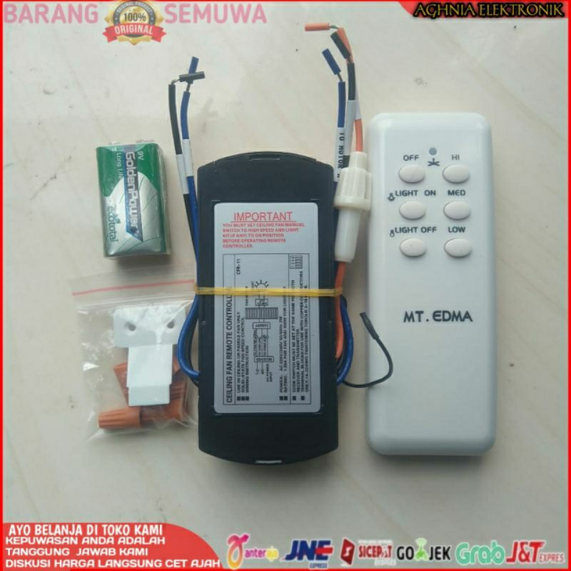 Jual resicver remot remote control kipas angin mt.edma/mt edma 36in 48in fanaway / 48in fanaway ...