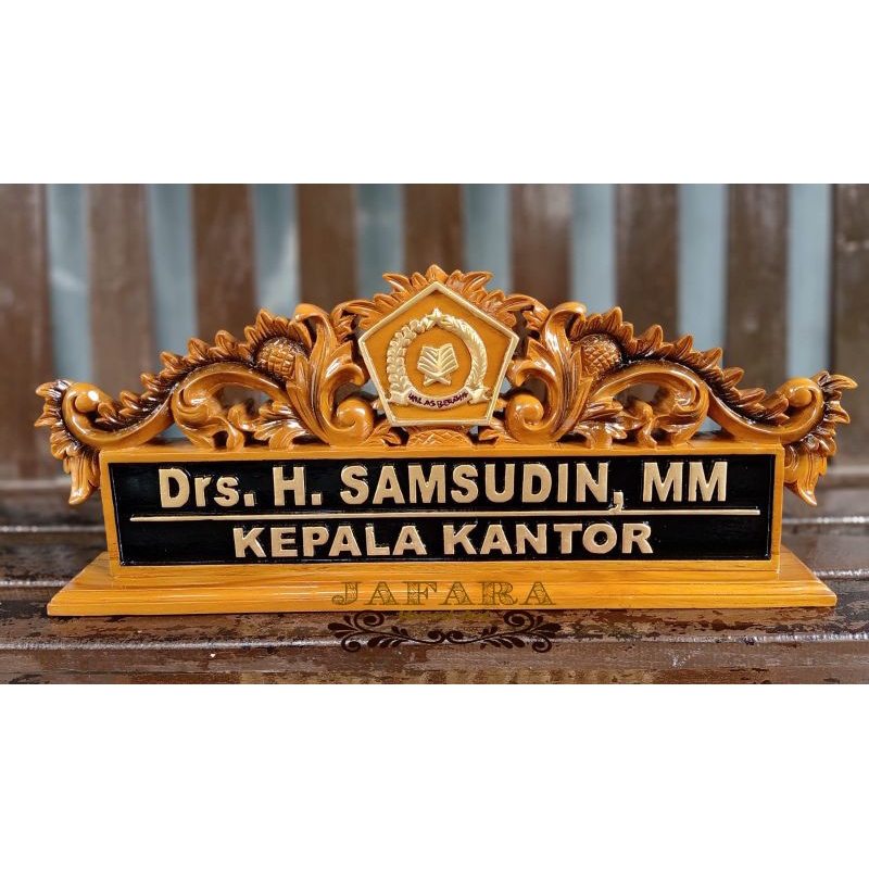 Jual papan nama meja-papan nama ukir kayu jati logo custom | Shopee ...