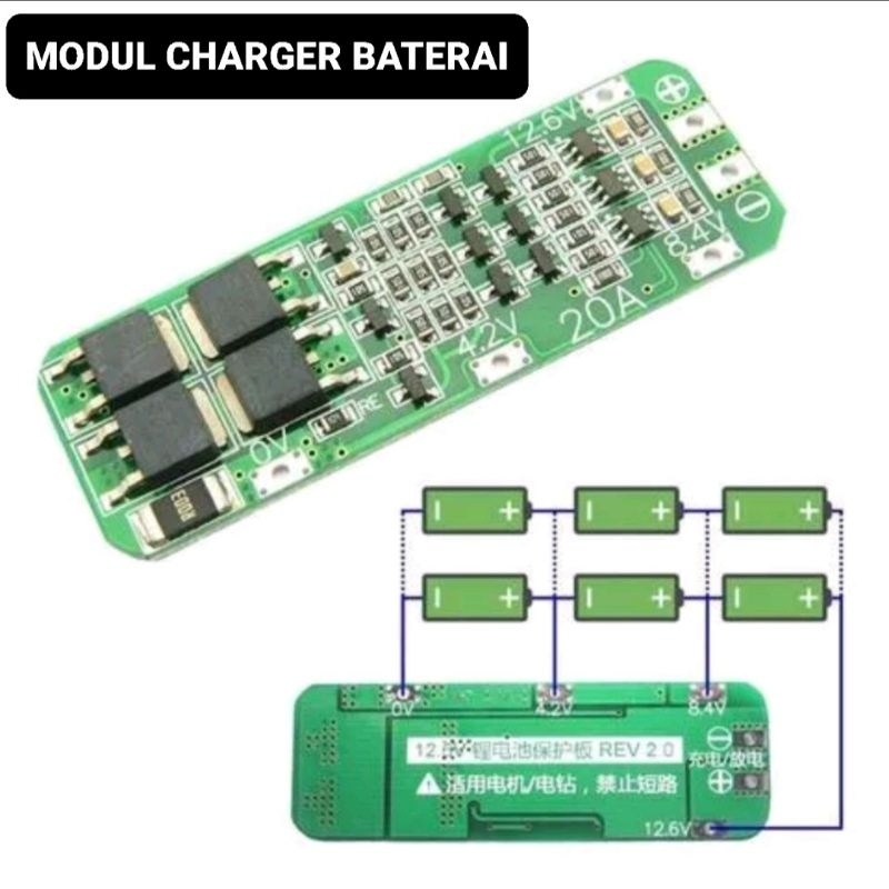 Jual Modul Cas Baterai 12V Charger Battery BMS 20A Power Bank 18650 ...