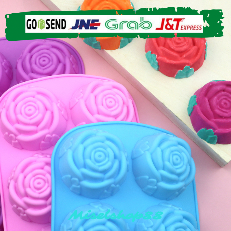 Jual Cetakan silikon coklat puding bunga flower 6 lubang mawar ros ...