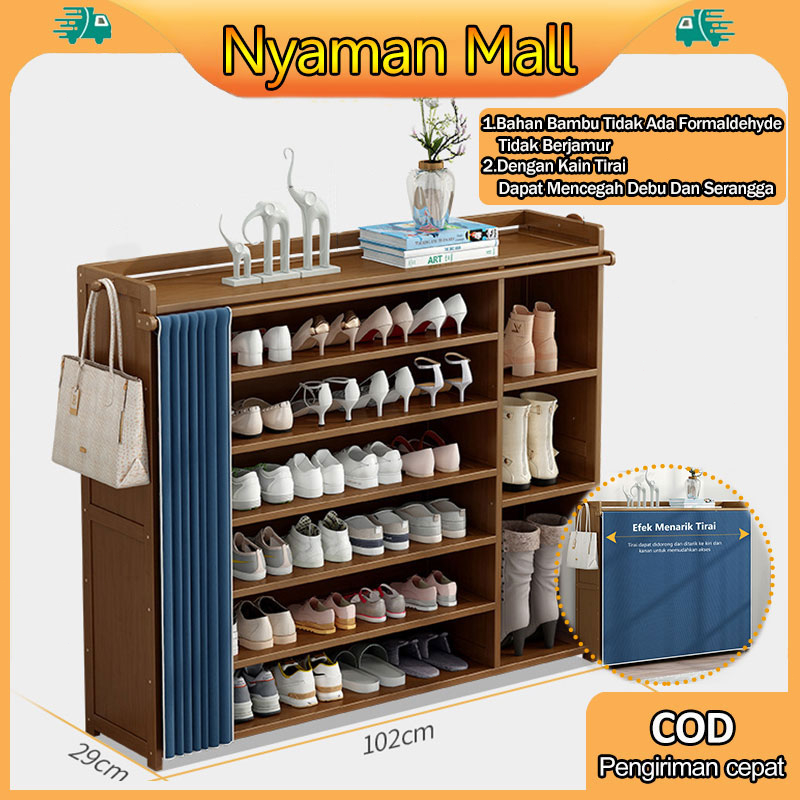 Jual Rak Sepatu Kayu 7 Lantai Tahan Debu Lemari Sepatu Ekstra Tinggi ...