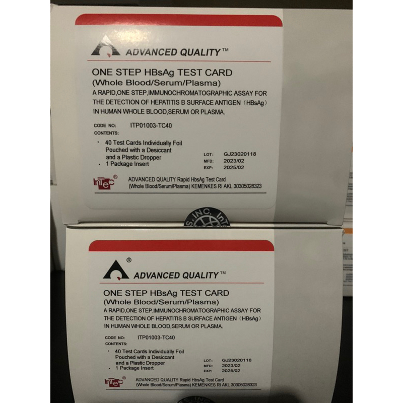 Jual tes hbsag tes card intec isi 40 tes (whole blood/serum/plasma ...