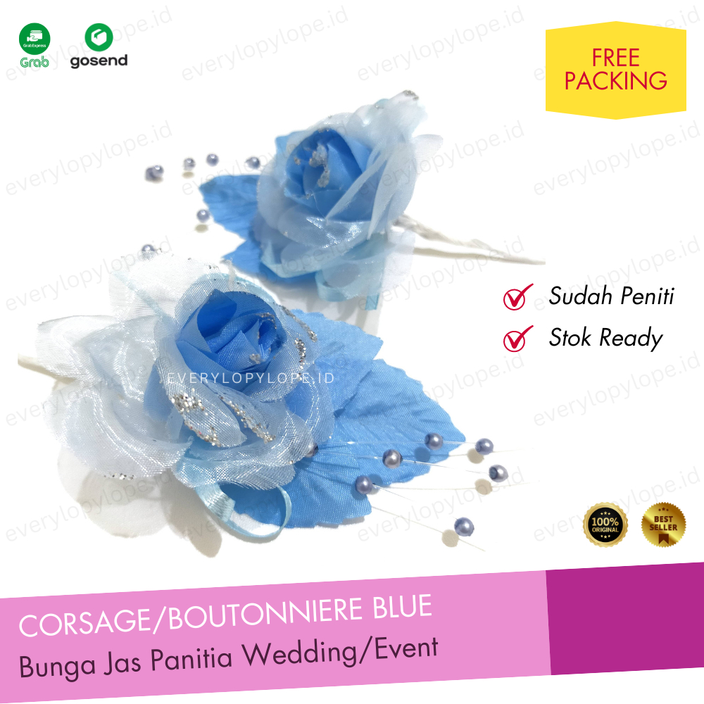 Jual Corsage Jas Korsase Panitia Bunga Dada Warna Biru Muda | Shopee ...