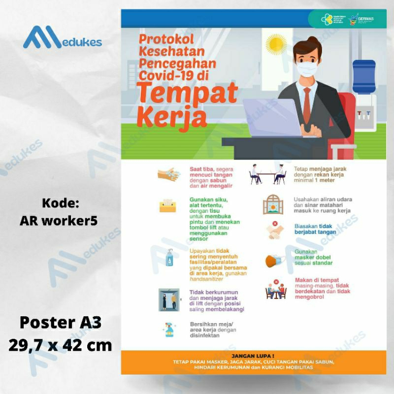 Jual Poster Prokes di Tempat Kerja / Protokol kesehatan di tempat kerja ...