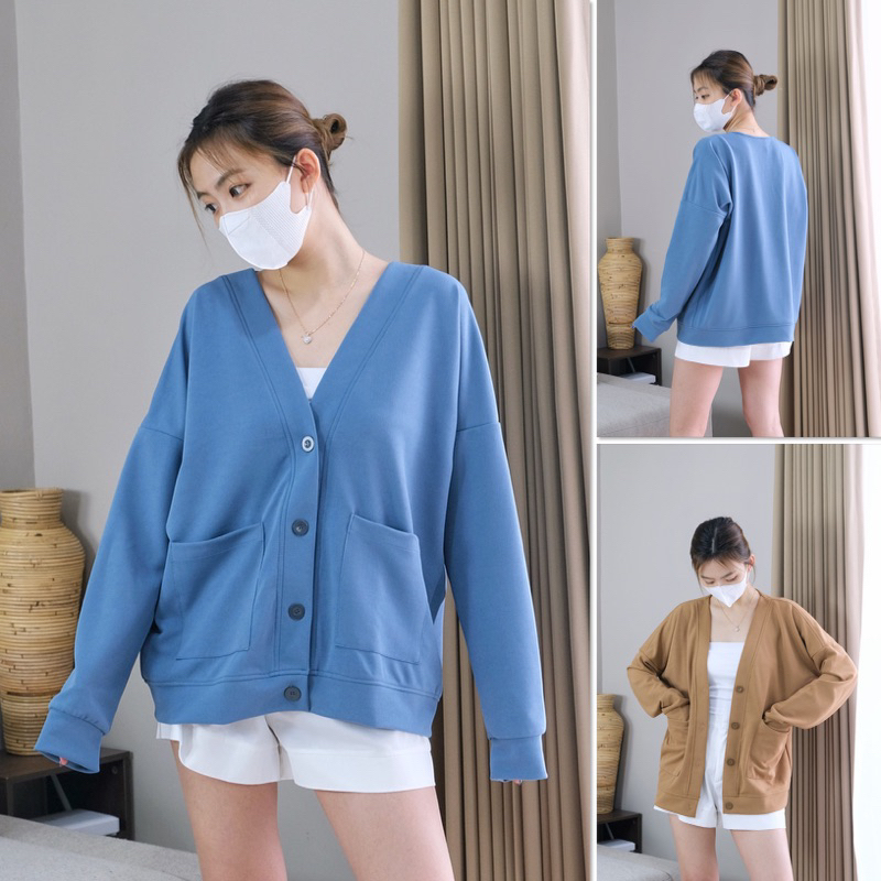 Jual [KATOMI] Luna Oversize Outer Cardigan Pocket - Cardigan Wanita ...