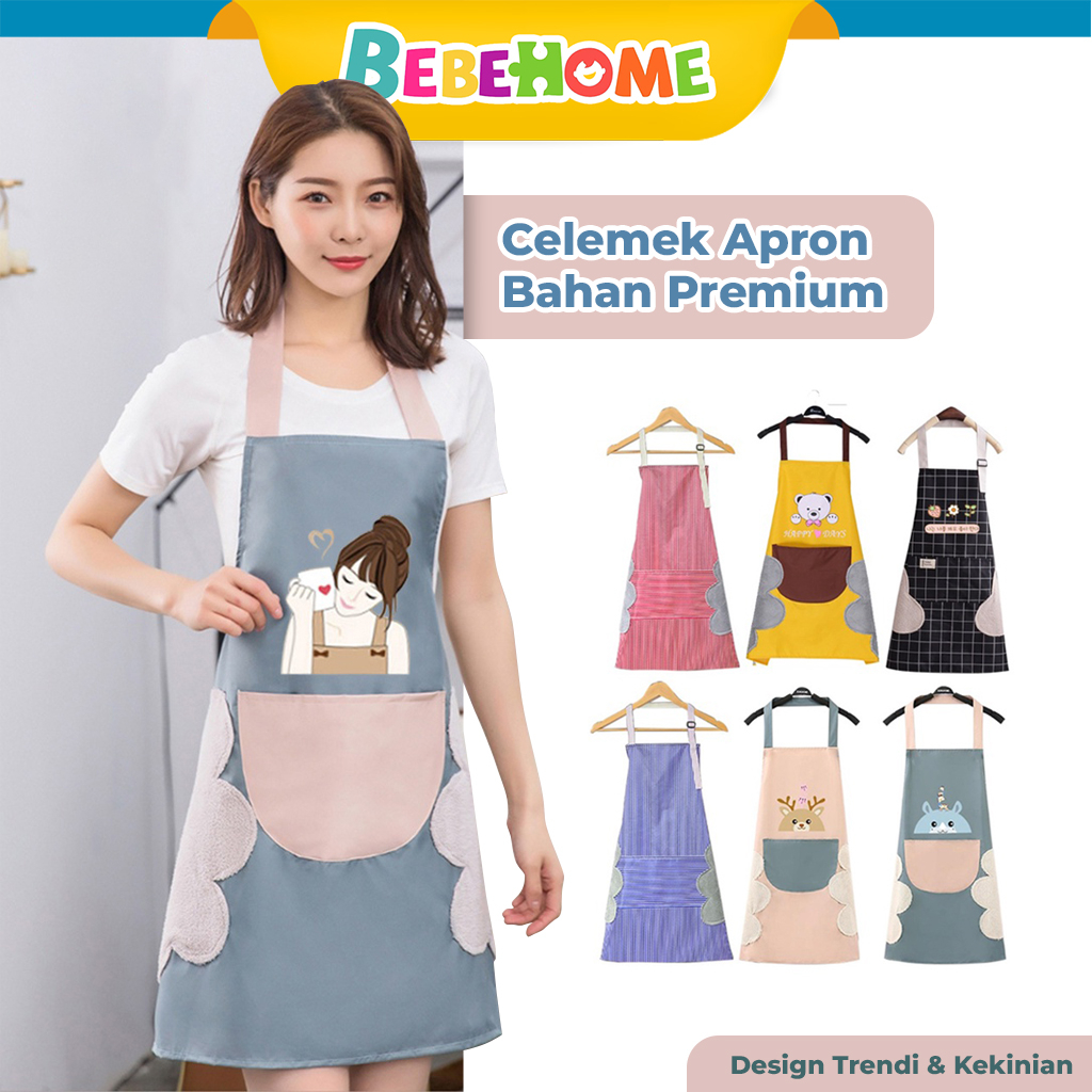 Jual Bebehome Waterproof Apron Celemek Masak Bahan Kain Premium Quality ...