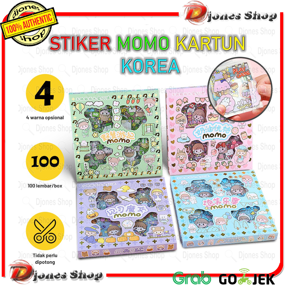 Jual 100 Lembar/1 Box Stiker Motif Kartun Korea Waterproof Anti Air ...