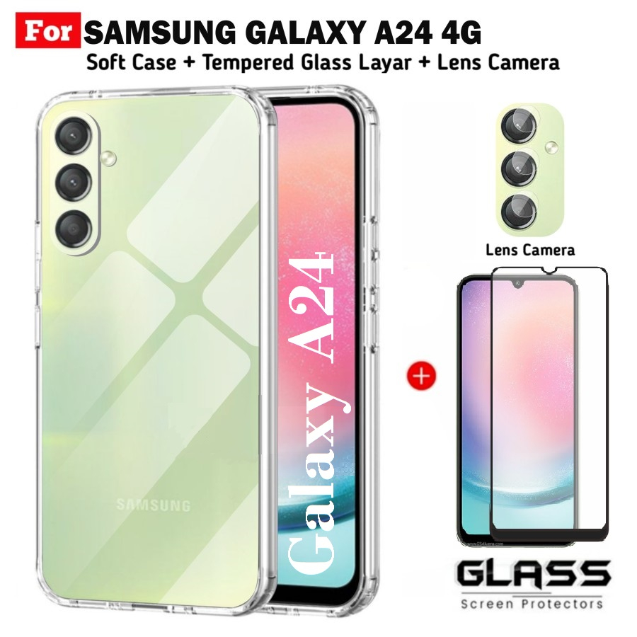 Jual Case Samsung A24 A35 A55 A25 A15 A05 A05s Paket Case Clear Free Tempered Glass Layar ...