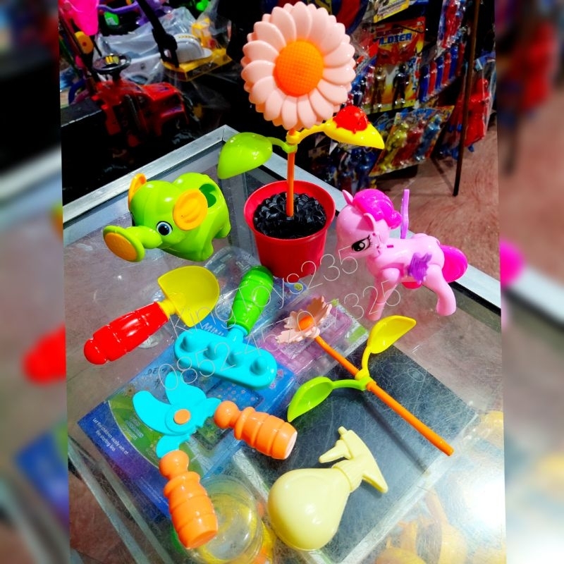 Jual Mainan Anak Tanam Bunga Berkebun Taman Siram Air Cangkul Gunting ...