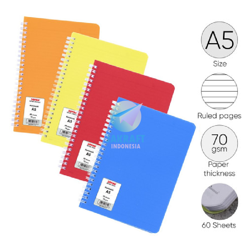 Jual (1 Pcs) Notebook Spiral Kawat Sedang A5 JOYKO NB-661 Cover Solid ...