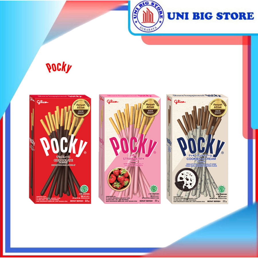 Jual Glico Pocky Mini Stick Chocolate Strawberry Cookies Cream 22 gr ...