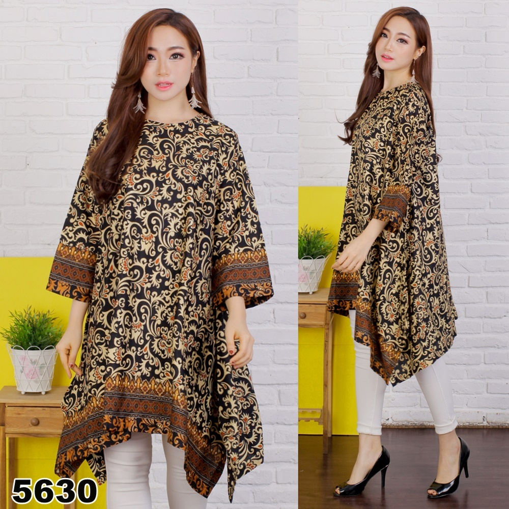 Jual Baju Blouse Batik Atasan Wanita Jumbo 5630 Ld 120cm Big Size Tunik