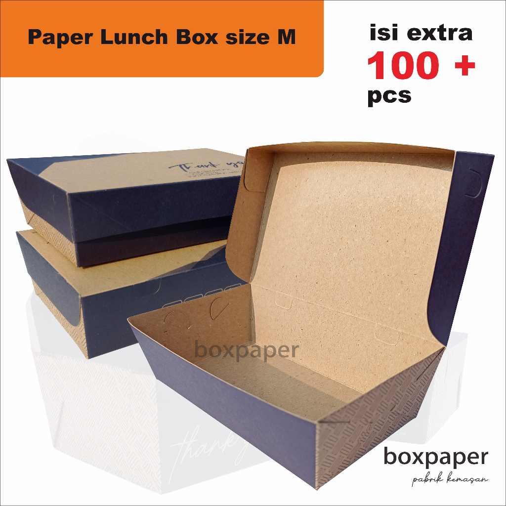 Jual Paper Lunch Box ( size M isi 100pcs ) Kraft Laminasi Kotak Makan Dus Nasi Ayam Bakar Goreng ...