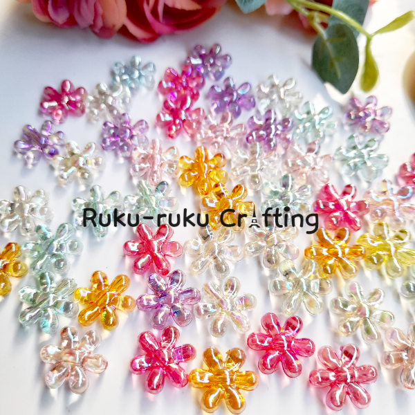 Jual (20 Pcs) Manik Bunga Daisy Akrilik Mote Manik Bunga Kilap Ab ...