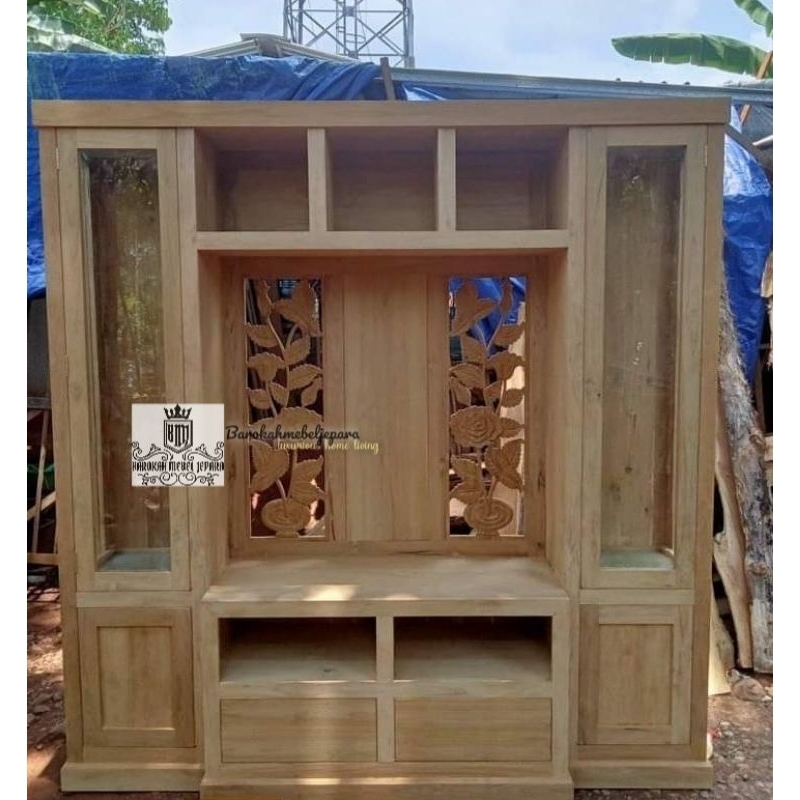 Jual Bufet Partisi TV jati penyekat ruangan minimalis 200cm | Shopee ...