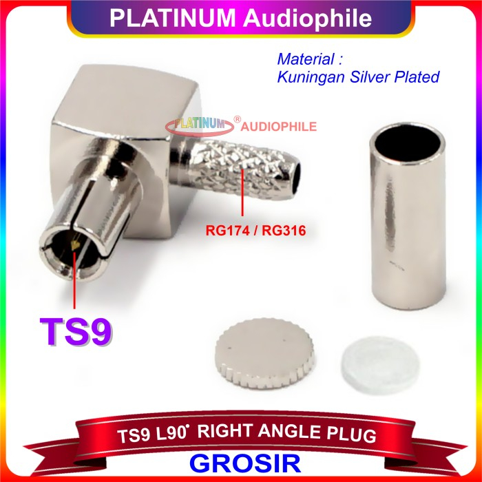 Jual Konektor TS9 Male Female F-5 L 90 Right Angle RF Connector Jack ...