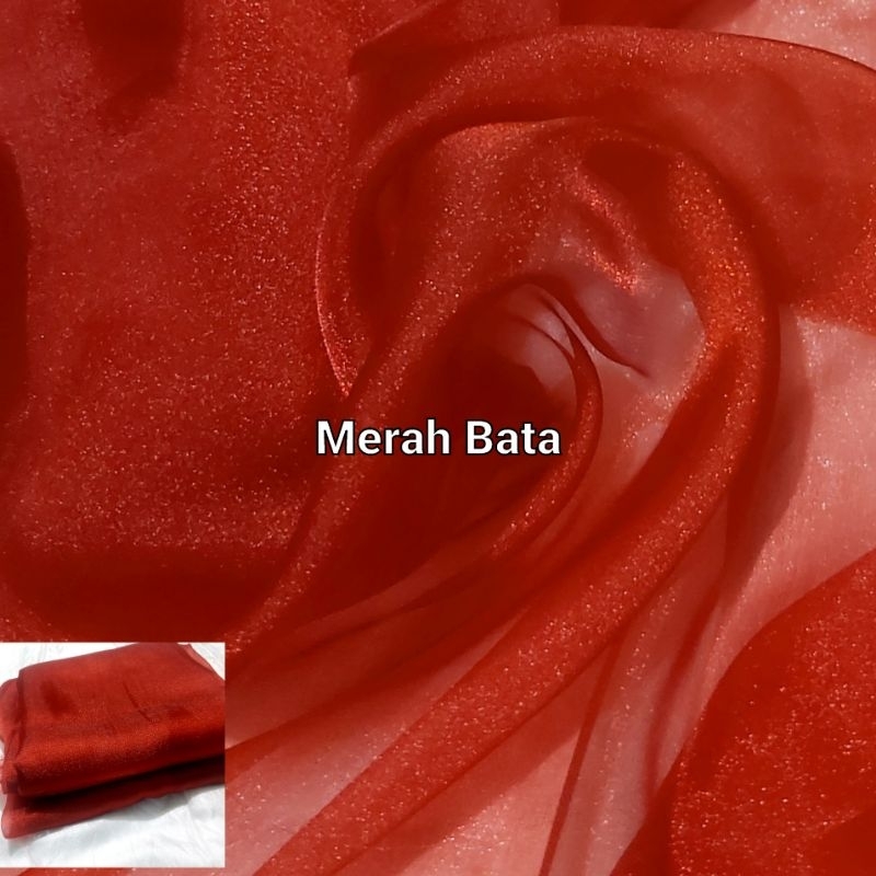 Jual kain organza pasir/crinkle metalik/sparle gliter/organza crystal ...