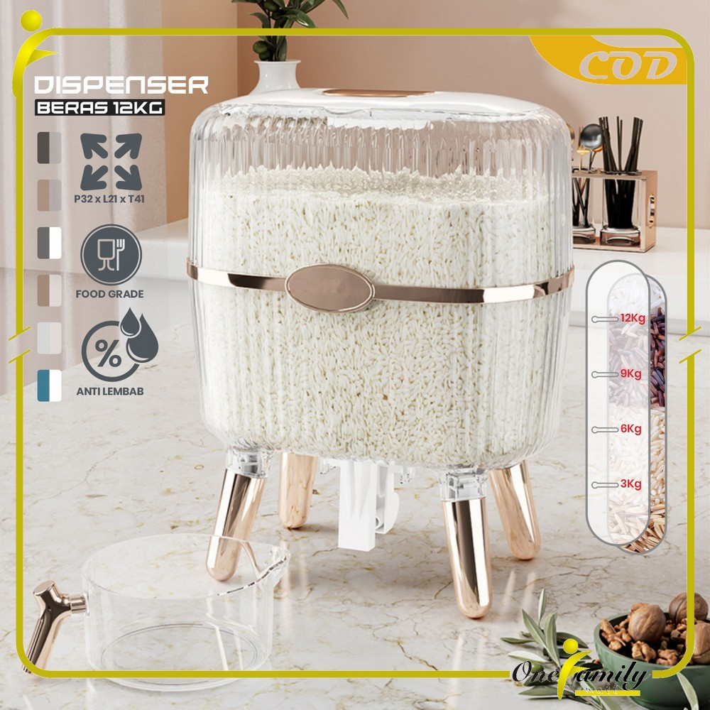 Jual ONE-C841 Dispenser Beras 12KG Tempat Beras Estetik / Kotak ...