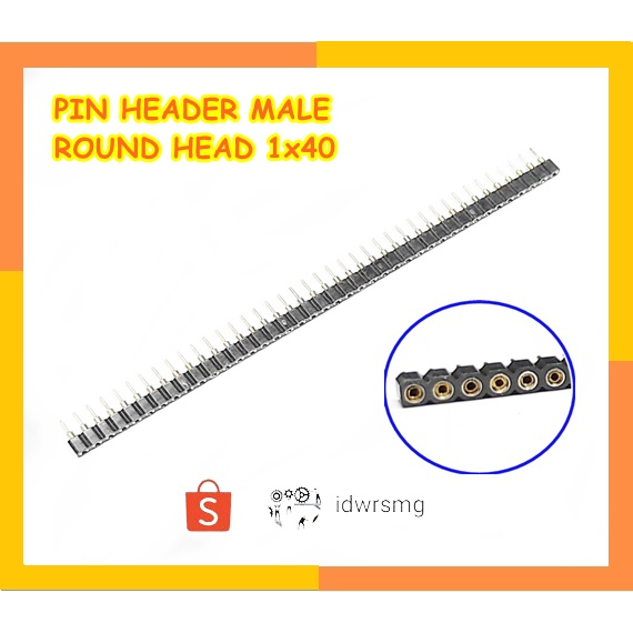 Jual PIN HEADER FEMALE ROUND HEAD SOCKET IC SINGLE ROW 1X40 2.54MM ...