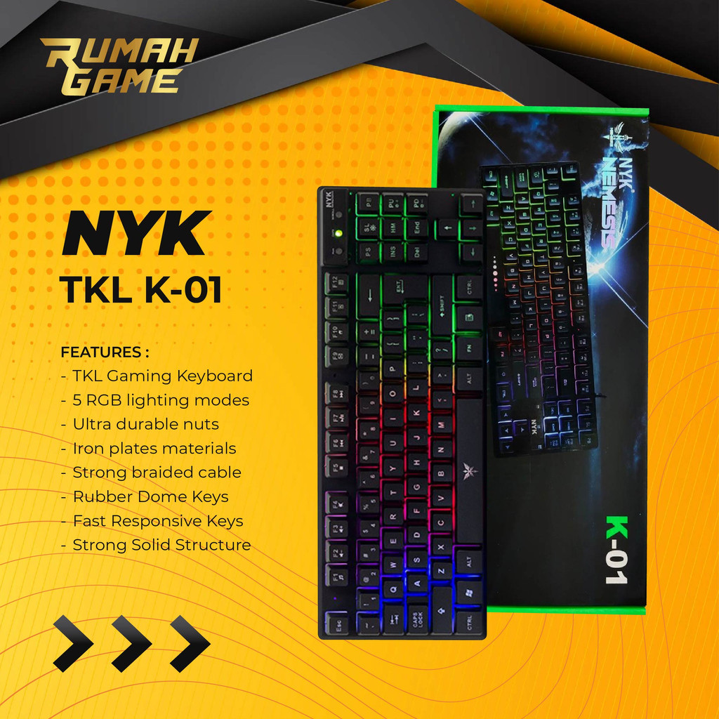 Jual NYK Keyboard Gaming TKL K-01 Kb Game Lampu Rgb | Shopee Indonesia