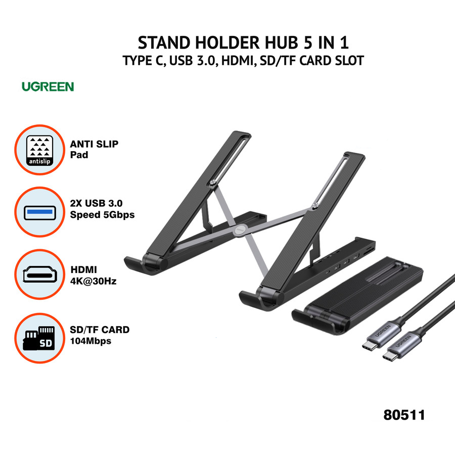 Jual UGREEN X-KIT HUB Laptop Stand Foldable Portable Docking Station ...