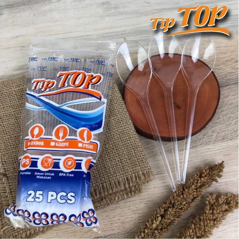 Jual Sendok Makan Plastik Bening TIP-TOP Isi 25pcs | Sendok plastik ...