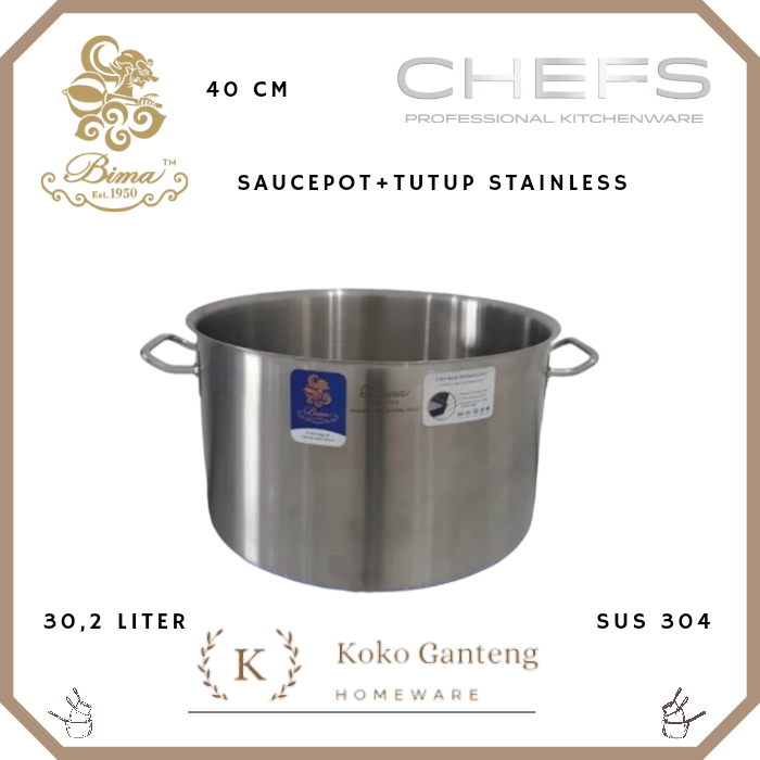Jual Bima Chefs Sauce Pot 40cm Panci Stainless 304 Panci Resto Saucepot ...