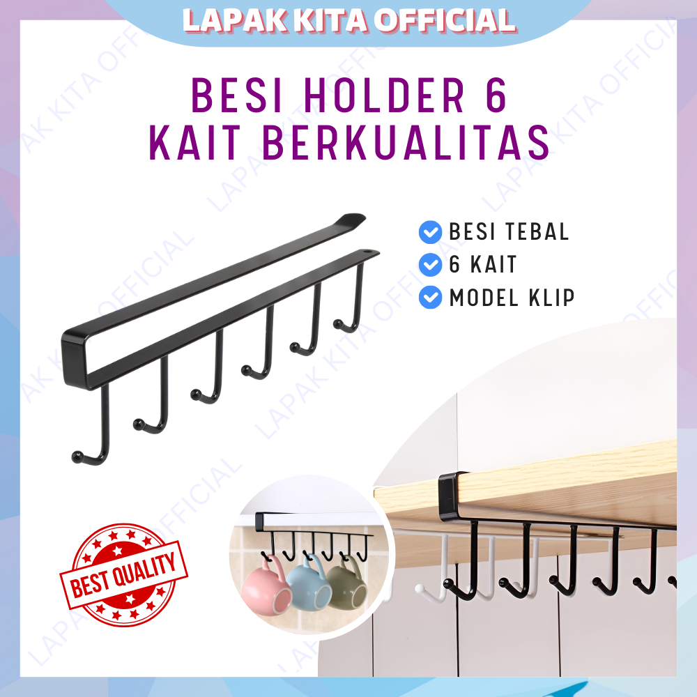 Jual Gantungan besi tebal lemari serbaguna model klip 6 kait | Shopee ...