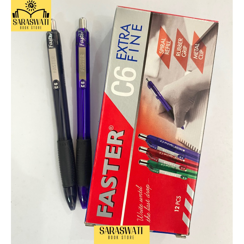 Jual Pulpen Faster C6 Hitam// Ball Point Faster C6 (Harga Satuan ...