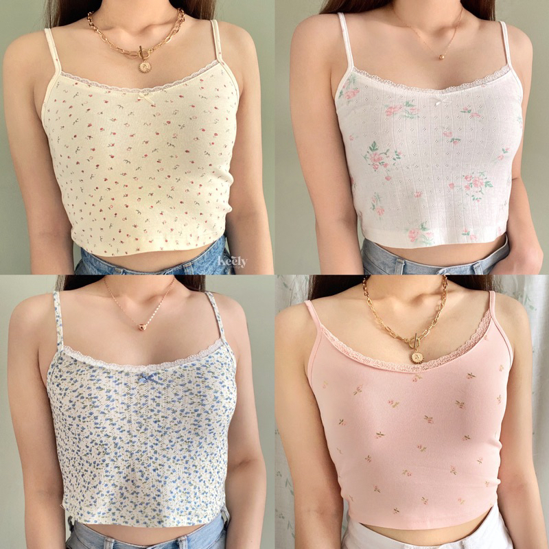 Jual Keely Daily - Shea Floral Camisole tank top crop inner renda ...
