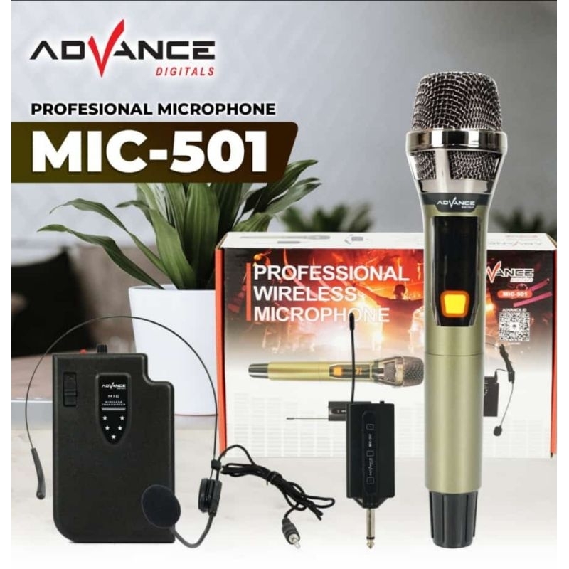 Jual ADVANCE MIC WIRELESS PLUS MIC HEADSET CLIP ON MIC-501 PROFESIONAL ...