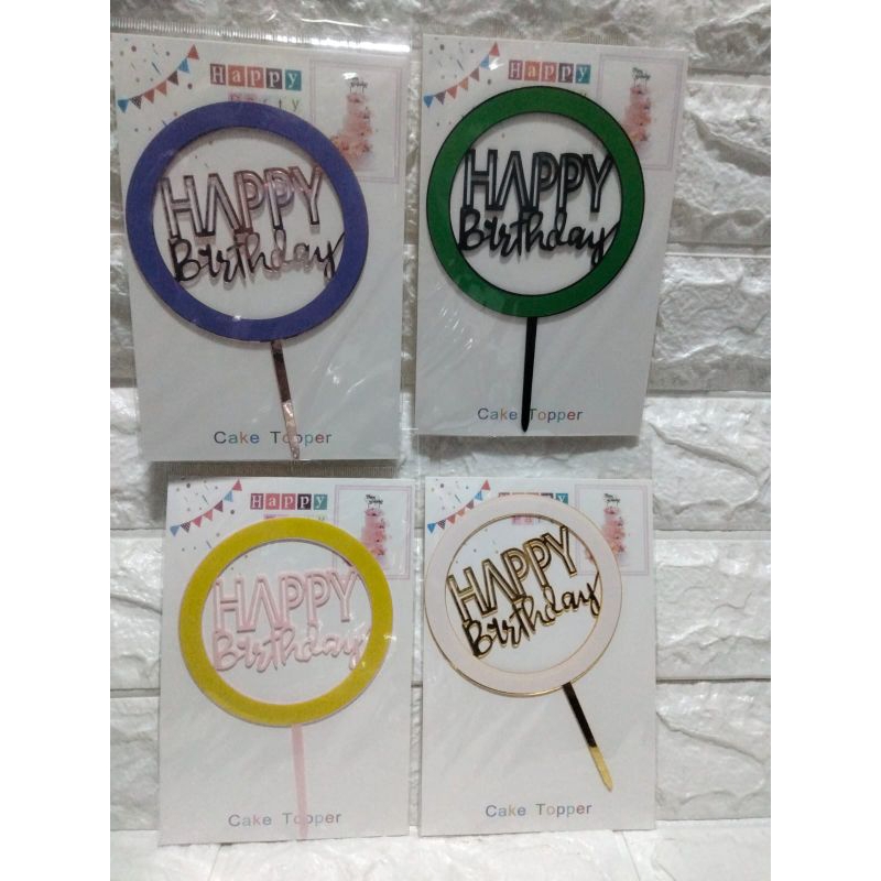 Jual Cake Topper Happy Birthday List Bulat Warna / Tusuk Kue Ulang ...