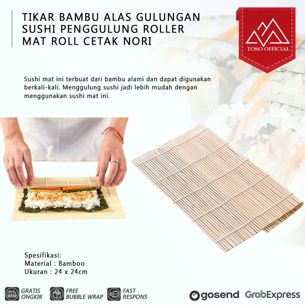 Jual TIKAR BAMBU ALAS GULUNGAN SUSHI PENGGULUNG ROLLER MAT ROLL CETAK ...