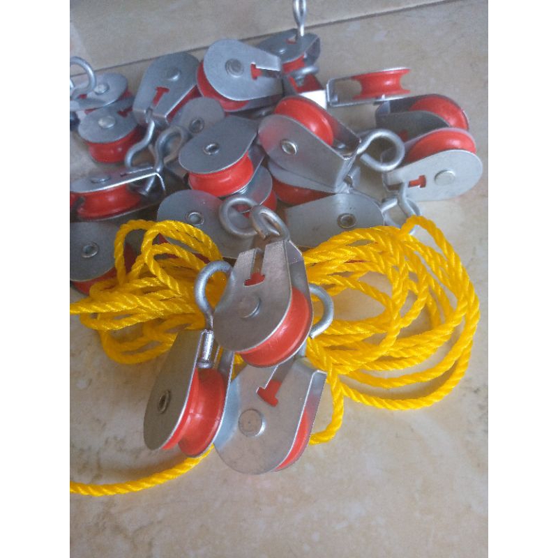 Jual Roller kerekan keray tirai bambu outdoor dan tali kerekan 6meter ...