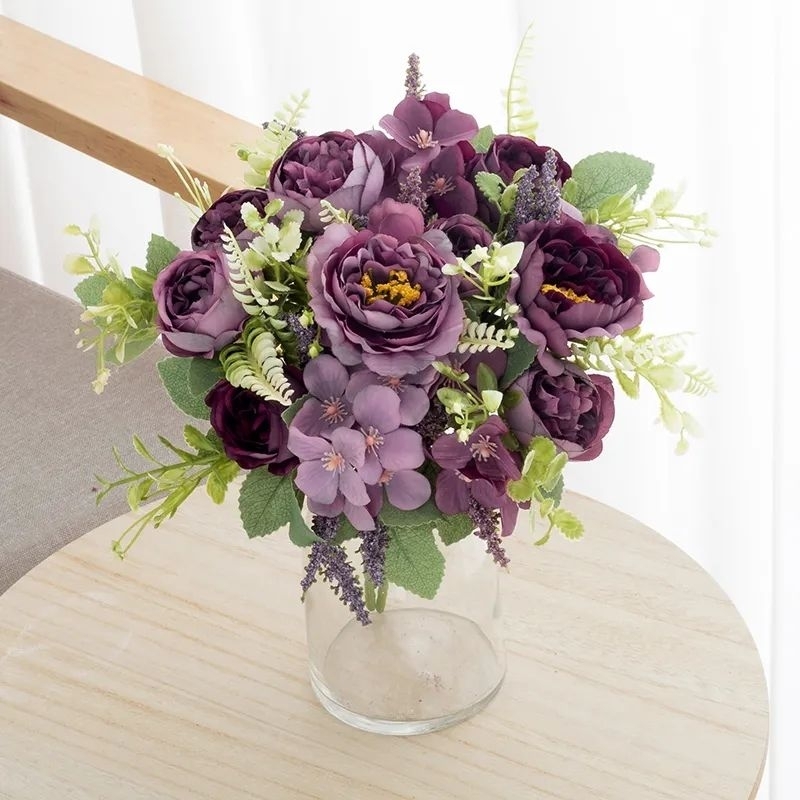 Jual B087 Buket Bunga Mawar Rose Peony putik Begonia Lavender Hydrangea ...