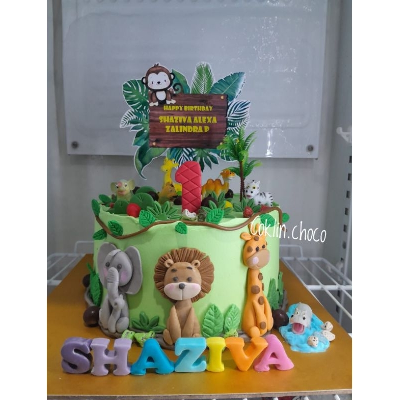 Jual Cake Birthday Animal zoo cake / safari cake / kue ultah safari bibatang / kue ulang tahun ...