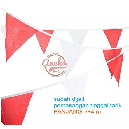 Jual Bendera Segitiga Merah Putih Kain / Dekorasi 17 Agustus / Bendera Agustus Umbul Umbul ...
